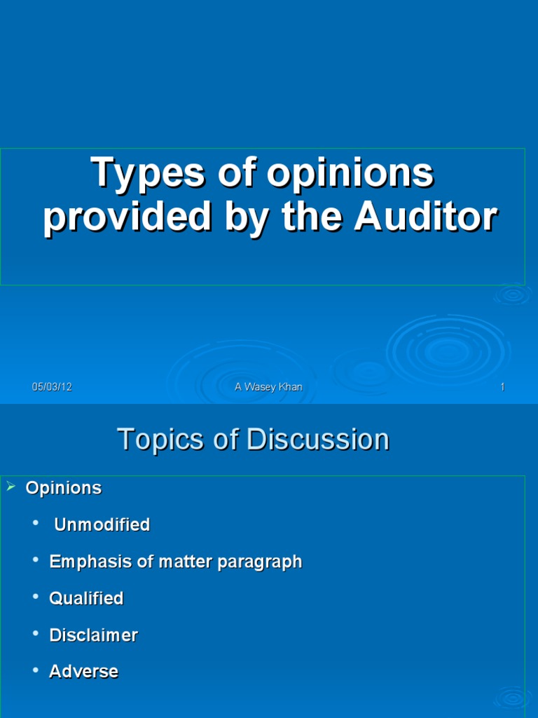 Types of Opinions Provided by The Auditor | PDF | Financial Audit ...