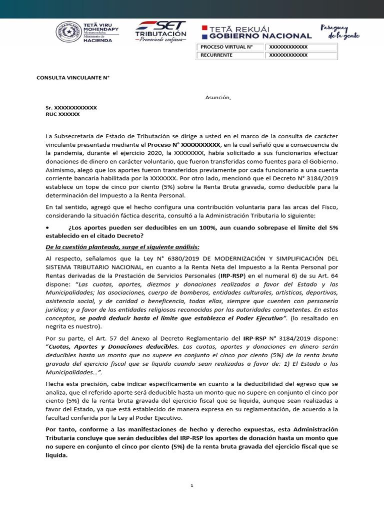IRP RSP Tratamiento Impositivo Donaciones - Abril.2021 | PDF | Impuestos | Impuesto sobre la renta