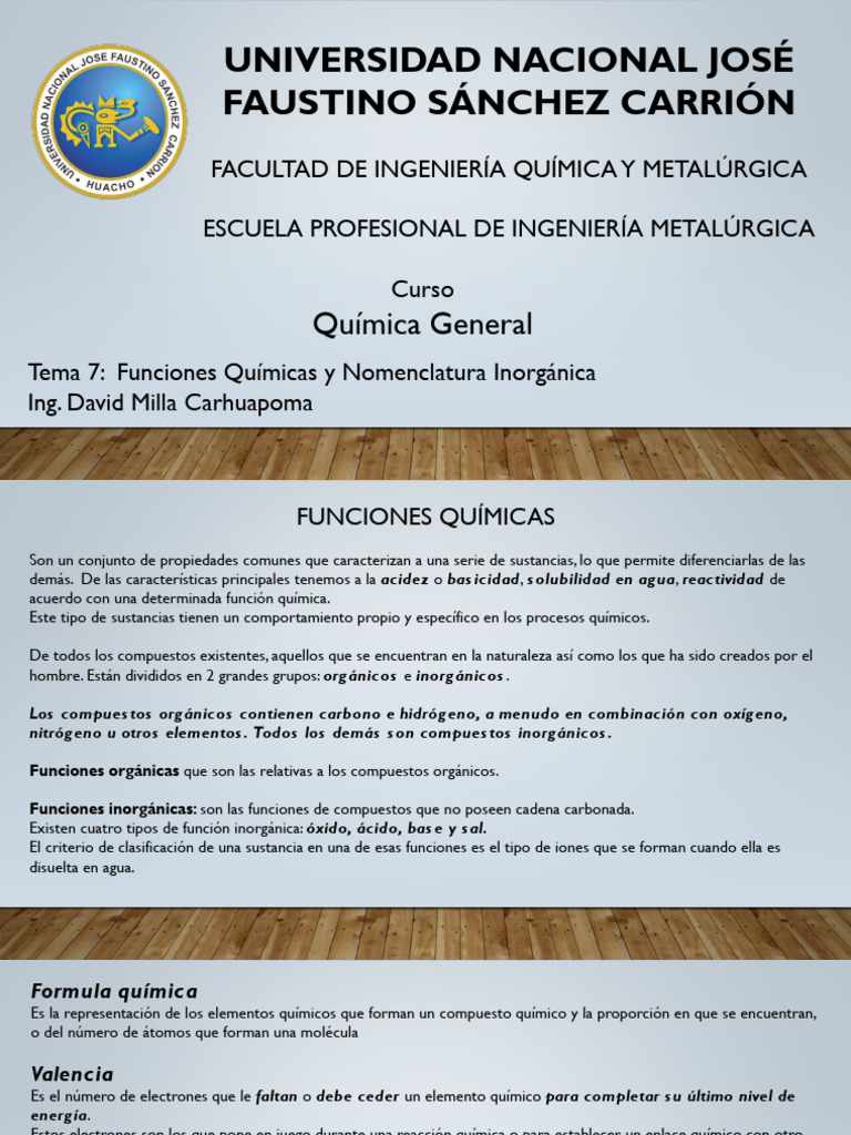 Tema 7 - Funciones Químicas y Nomenclatura Inorgánica | PDF | Redox | Química