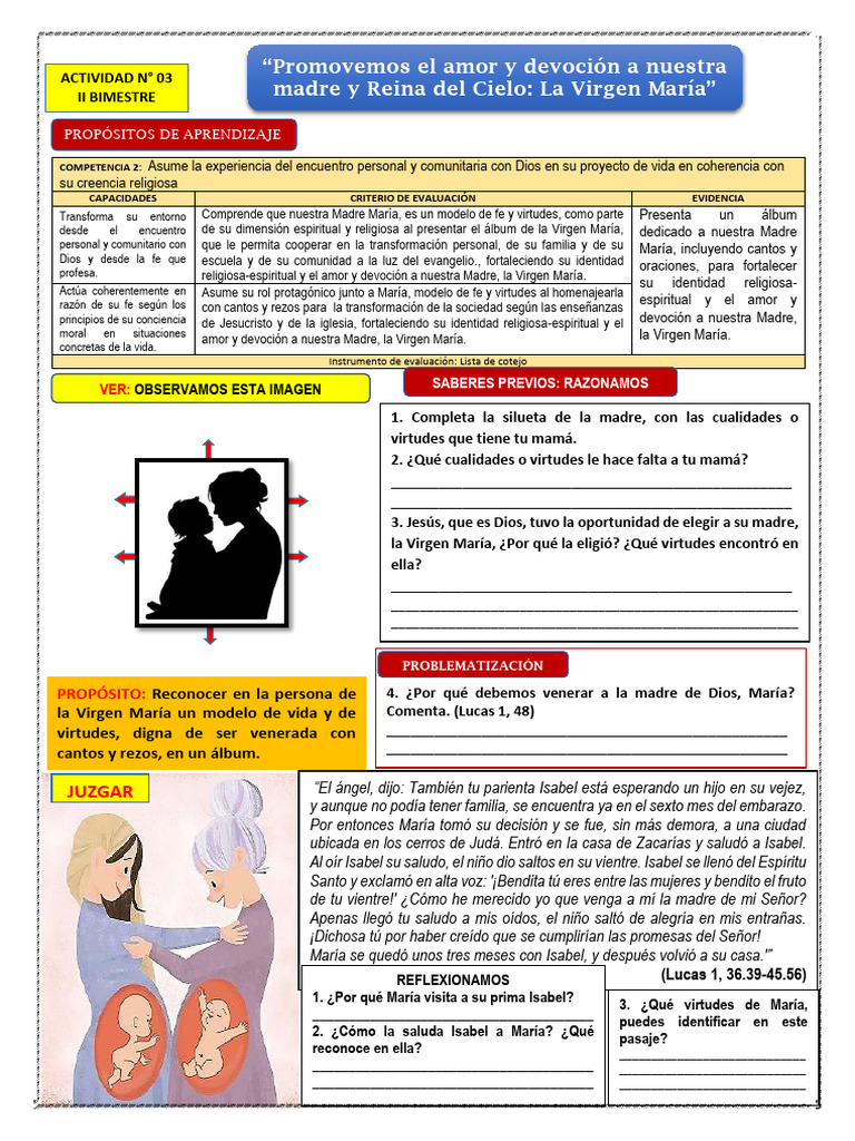 Activ 03-Virtudes de María-Segundo | PDF | María, madre de Jesús | Fe