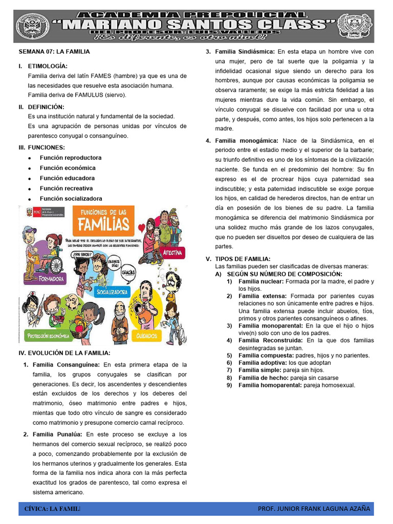 Cívica - Semana 7 - La Familia - Academia Prepolicial Mariano Santos ...