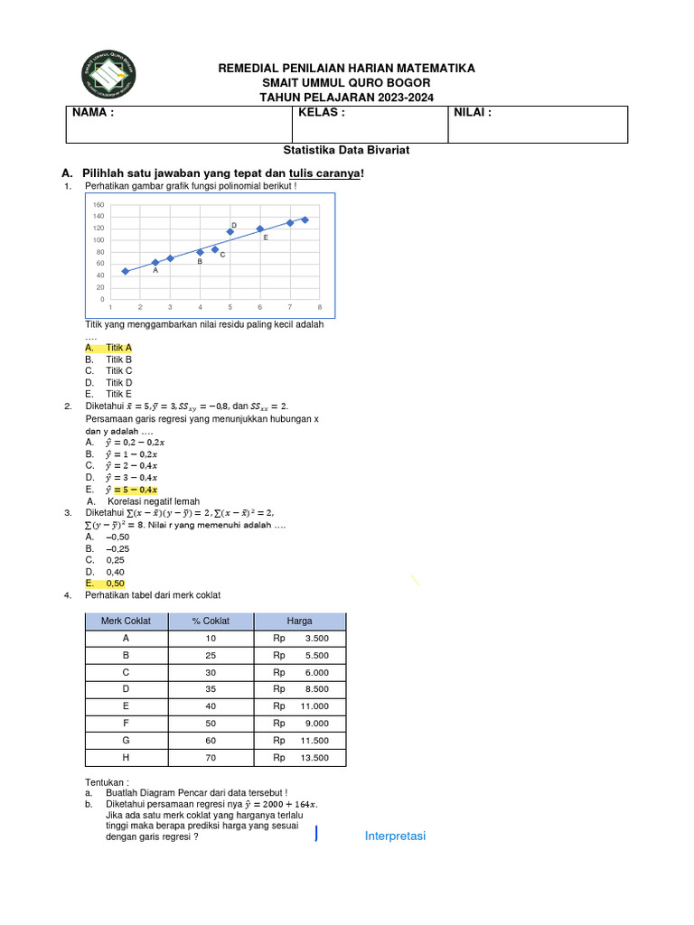 Remedial PH Statistika Data Bivariat | PDF