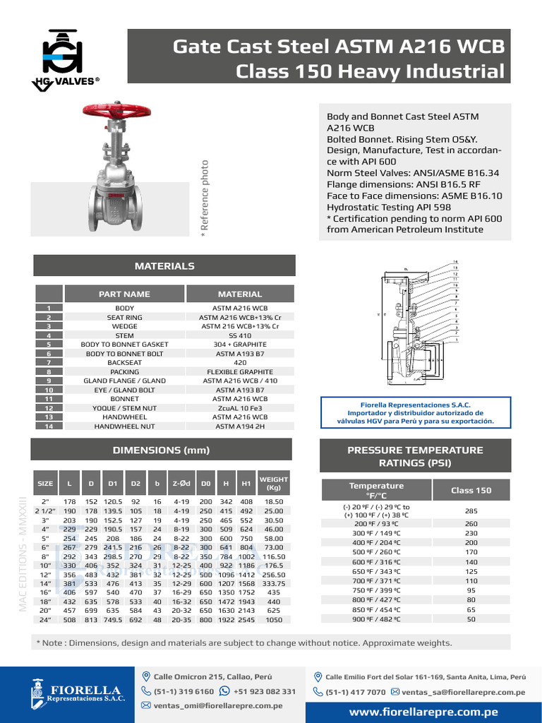 Valv Compuerta A216 HGV | PDF | Mechanical Engineering | Plumbing