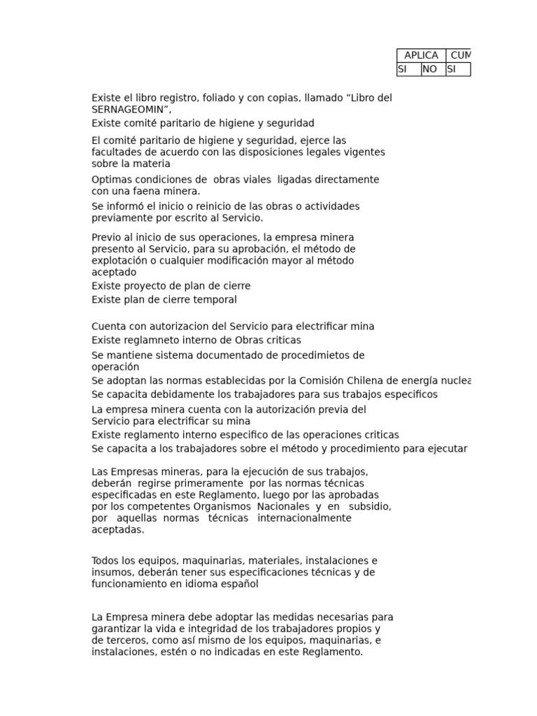 Check List Mineria 132 PDF Free | PDF | Minería | Business