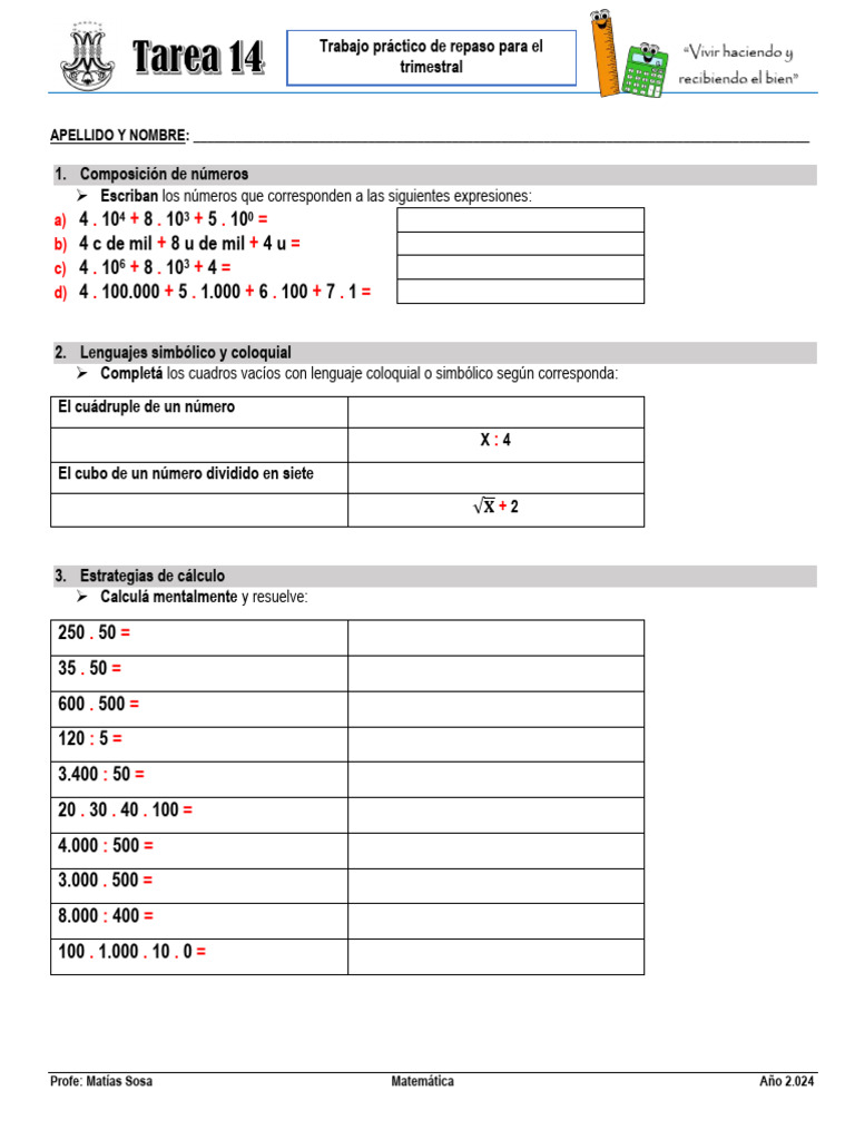 Repaso de Matemáticas para Trimestral | PDF | Matemáticas
