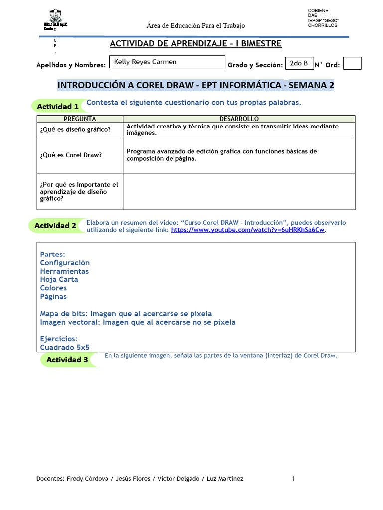 Act Aprend 2 2do - Introduccion A Corel Draw | PDF