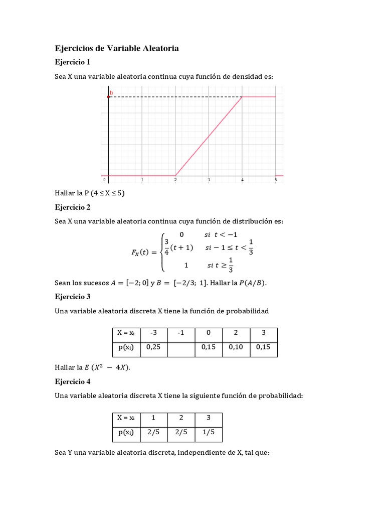 Ejercicios de Variables Aleatorias | PDF Ejercicios de Variables Aleatorias | PDF