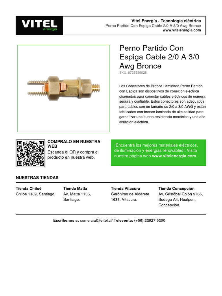 Conectores Perno Partido con Espiga 2/0-3/0 AWG | PDF | Conector ...