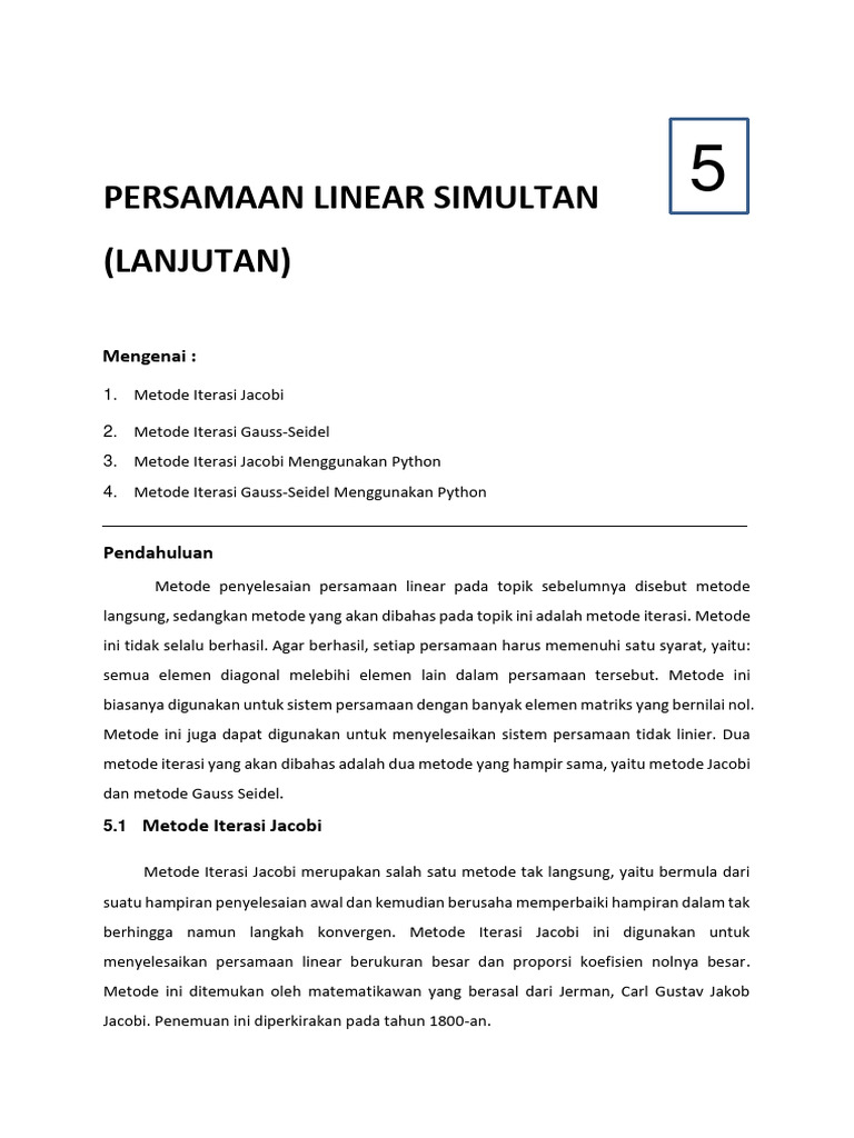Bab 5. Persamaan Linear Simultan (Lanjutan) Ata2324 | PDF