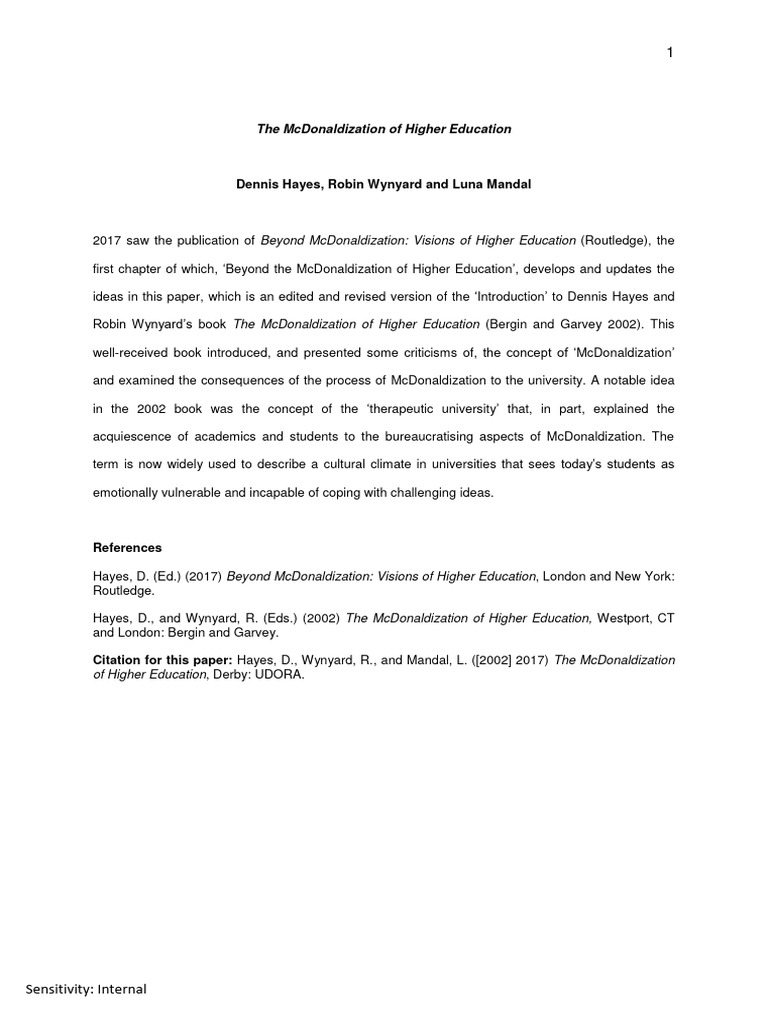 The McDonaldization of Higher Education | PDF | Max Weber ...