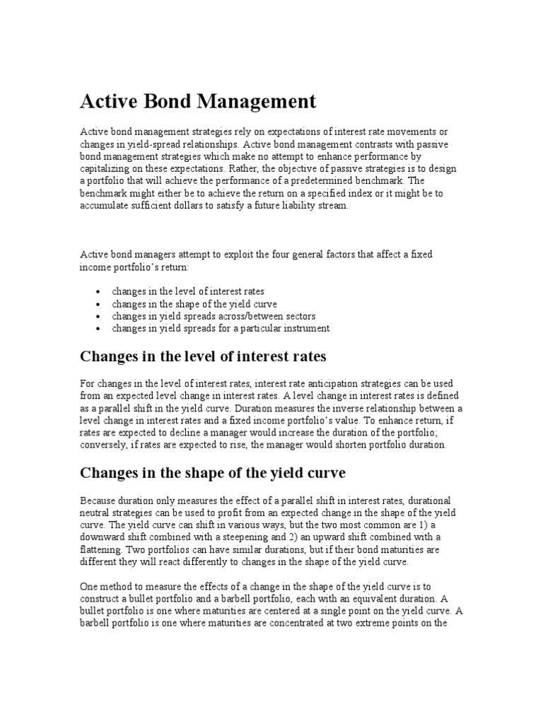 Active Bond Management | PDF | Yield Curve | Bond Duration