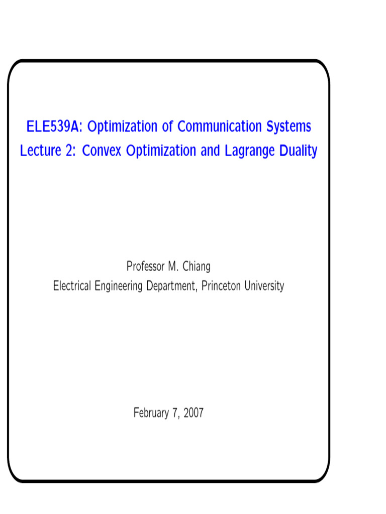 Convex Optimization and Lagrange Duality | PDF | Mathematics | Mathematical Relations