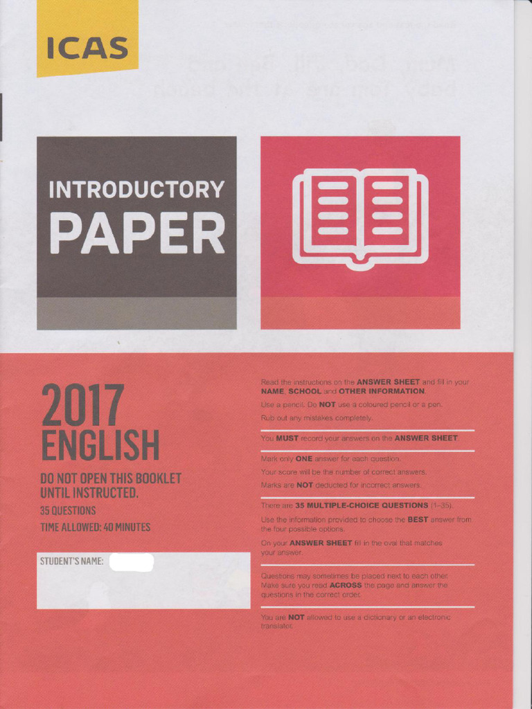 ICAS English Introductory Paper 2017 | PDF