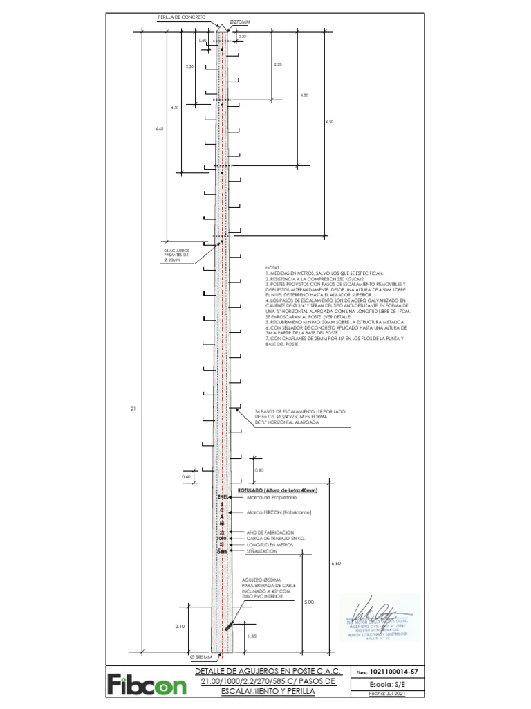 Plano Poste C.A.C. 21.00-1000-2.2-270-585 L.T. 60KV Con Pasos | PDF