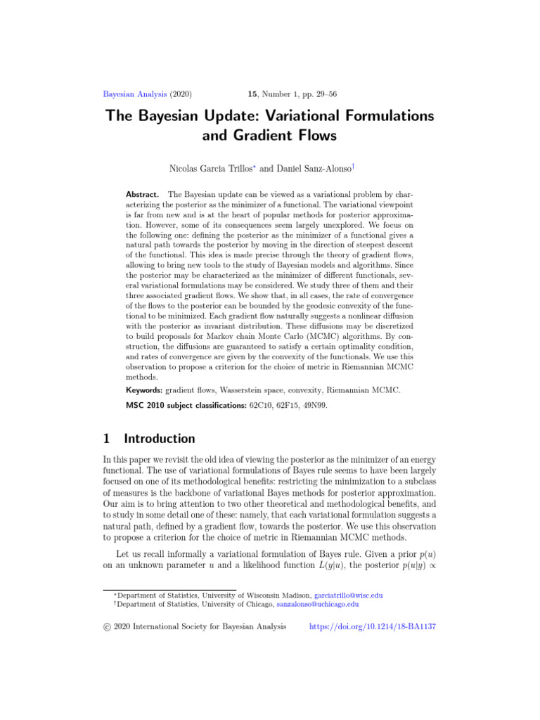 The Bayesian Update Variational Formulations And Gradient Flows Pdf