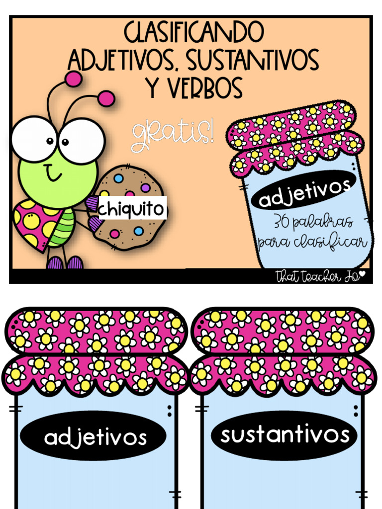 Clasificando Adjetivos, Sustantivos y Verbos: Chiquito | PDF