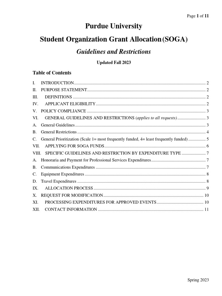 SOGA Guidelines Updated Fall 2023 | PDF | Expense | Advertising