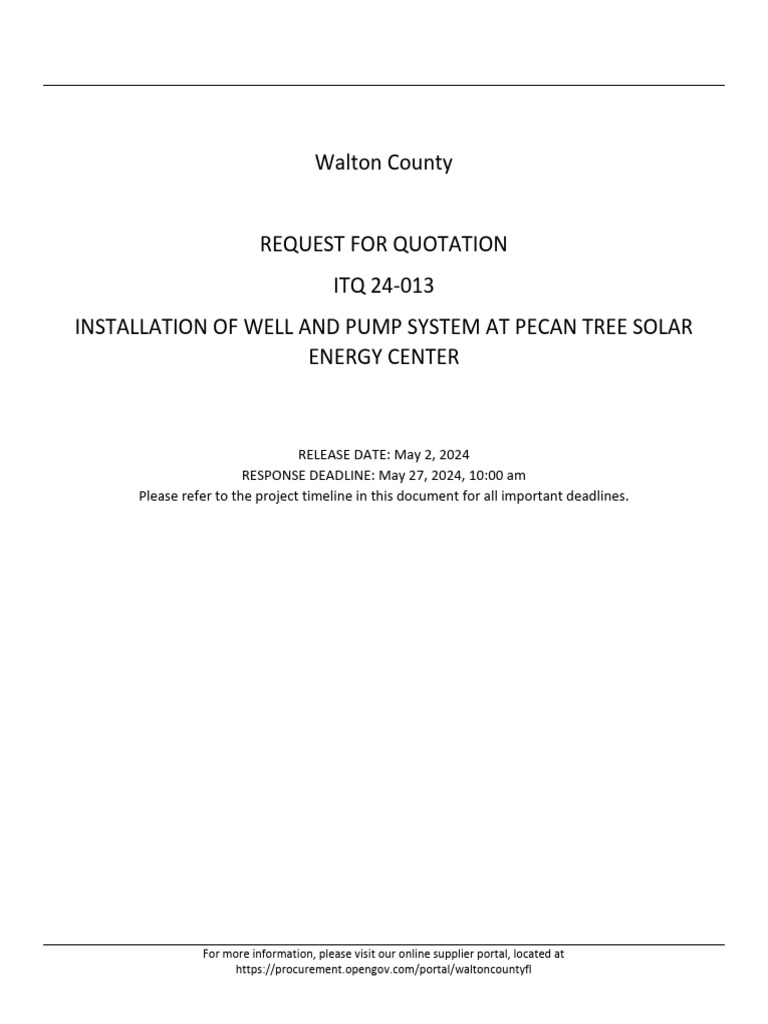 Installation of Well and Pump System at Pecan Tree Solar Energy Center ...