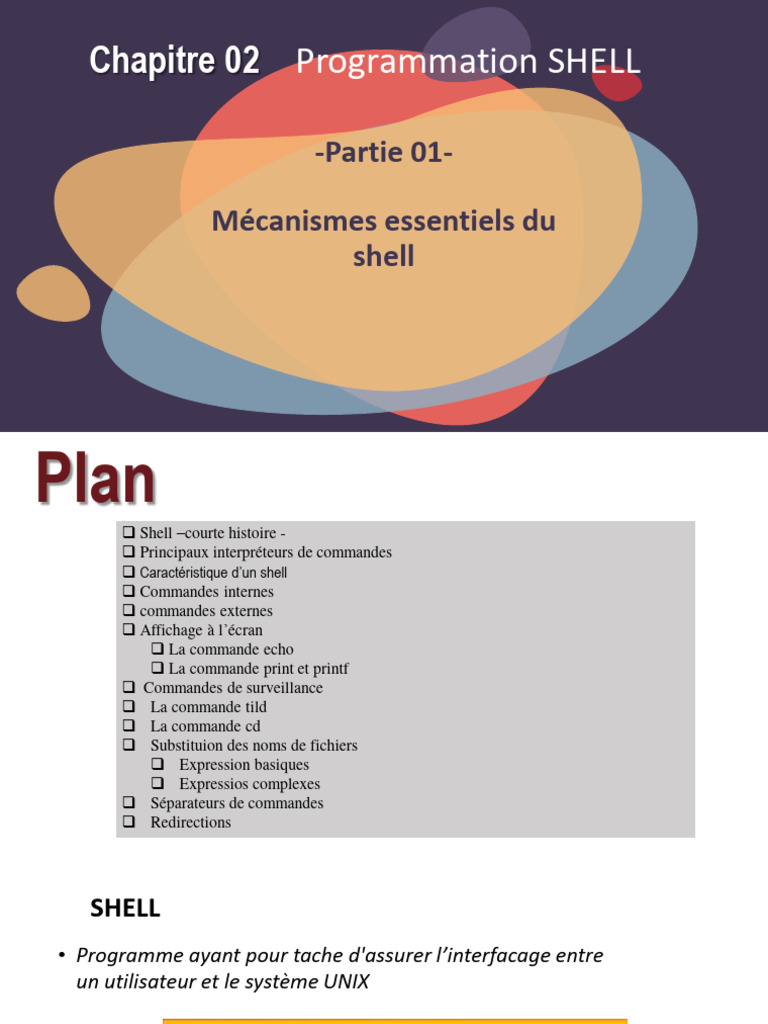 CHAPITRE 2 - Programmation SHELL - Partie 01 - Mecanisme Essentiel Du SHELL | PDF | Unix ...