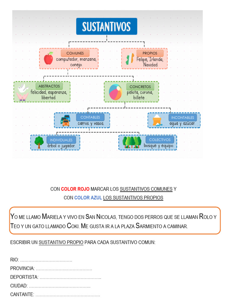 Actividades de Sustantivos para Niños | PDF | Arte