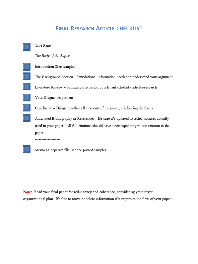 Research Article Final Checklist | PDF