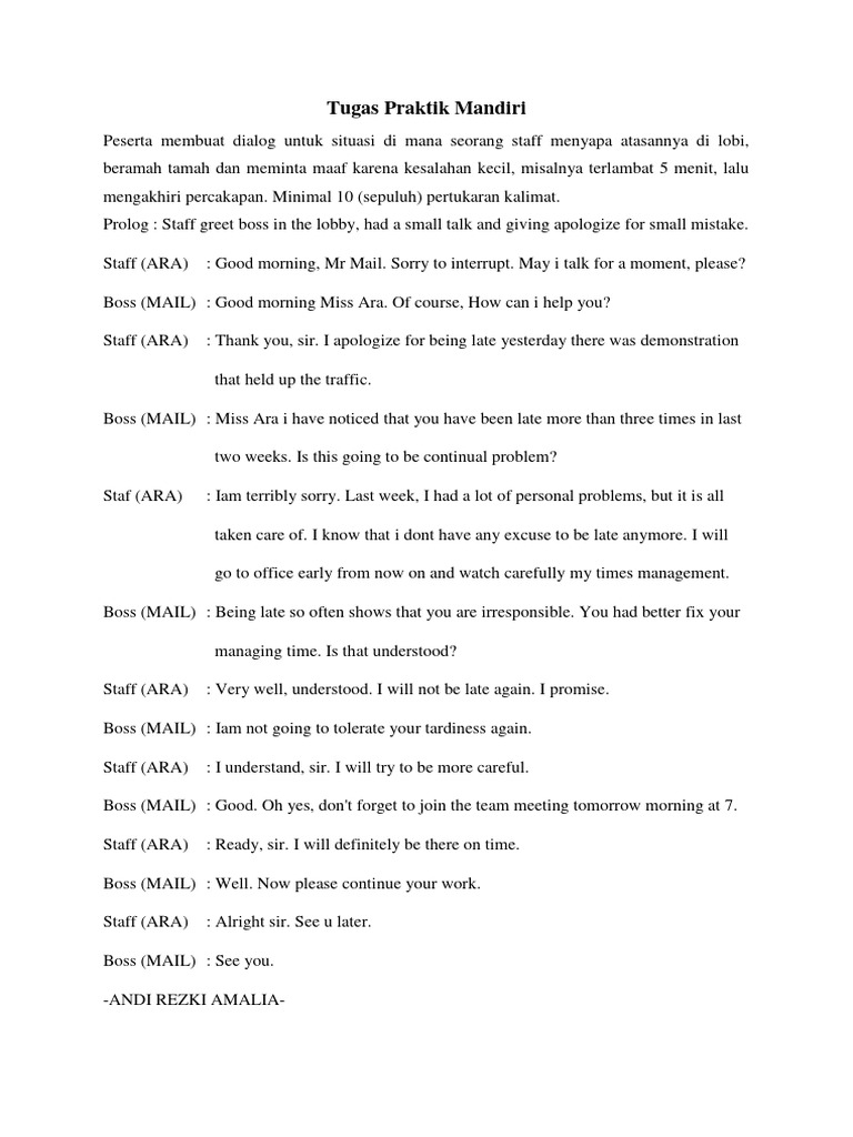 Staff-Boss Apology Dialogue | PDF