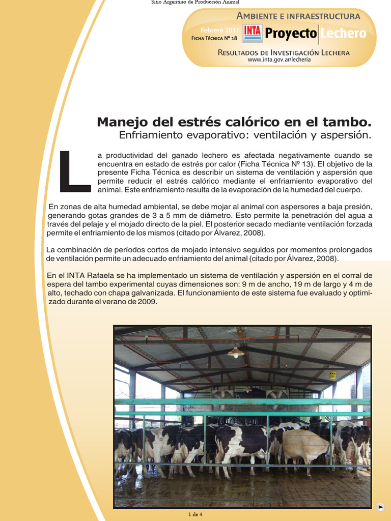 05-Manejo Del Estres Calorico en El Tambo | PDF | Ventilación (Arquitectura) | Agua