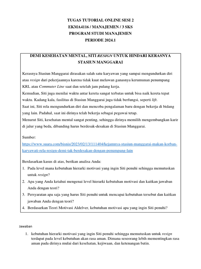 TUGAS TUTORIAL ONLINE SESI 2 Amri Manajemen | PDF | Pengembangan Diri | Sains & Matematika