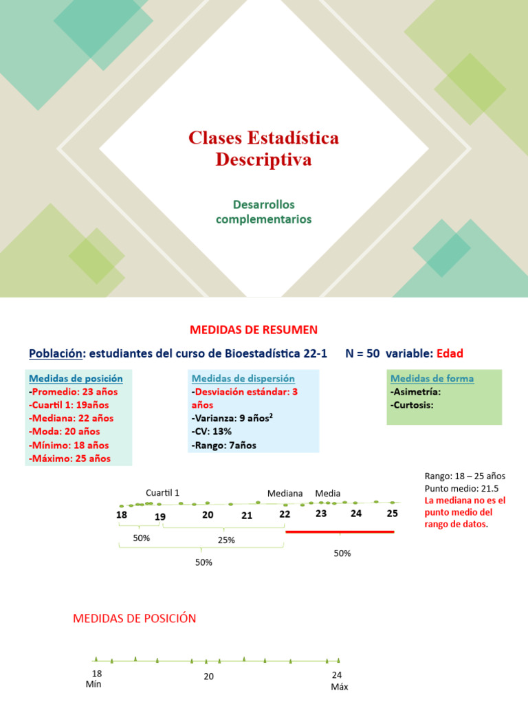 Clases Estad. Descriptiva | PDF | Mediana | Cuantil