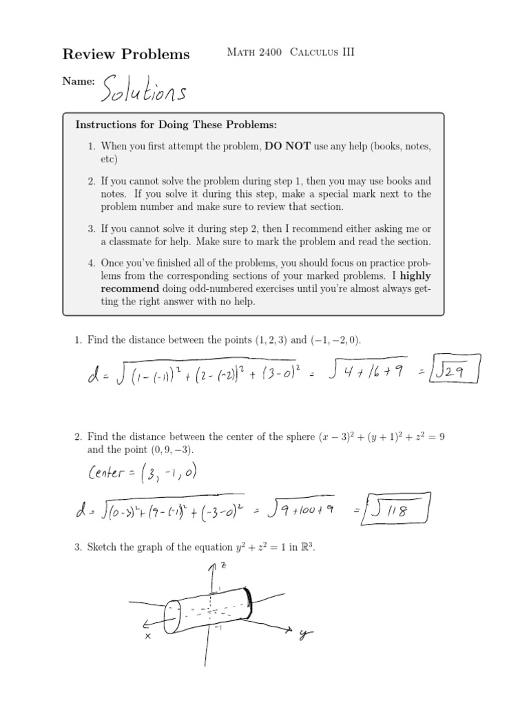 Exam 1 Review Problems Sol | PDF | Mathematical Concepts | Mathematics