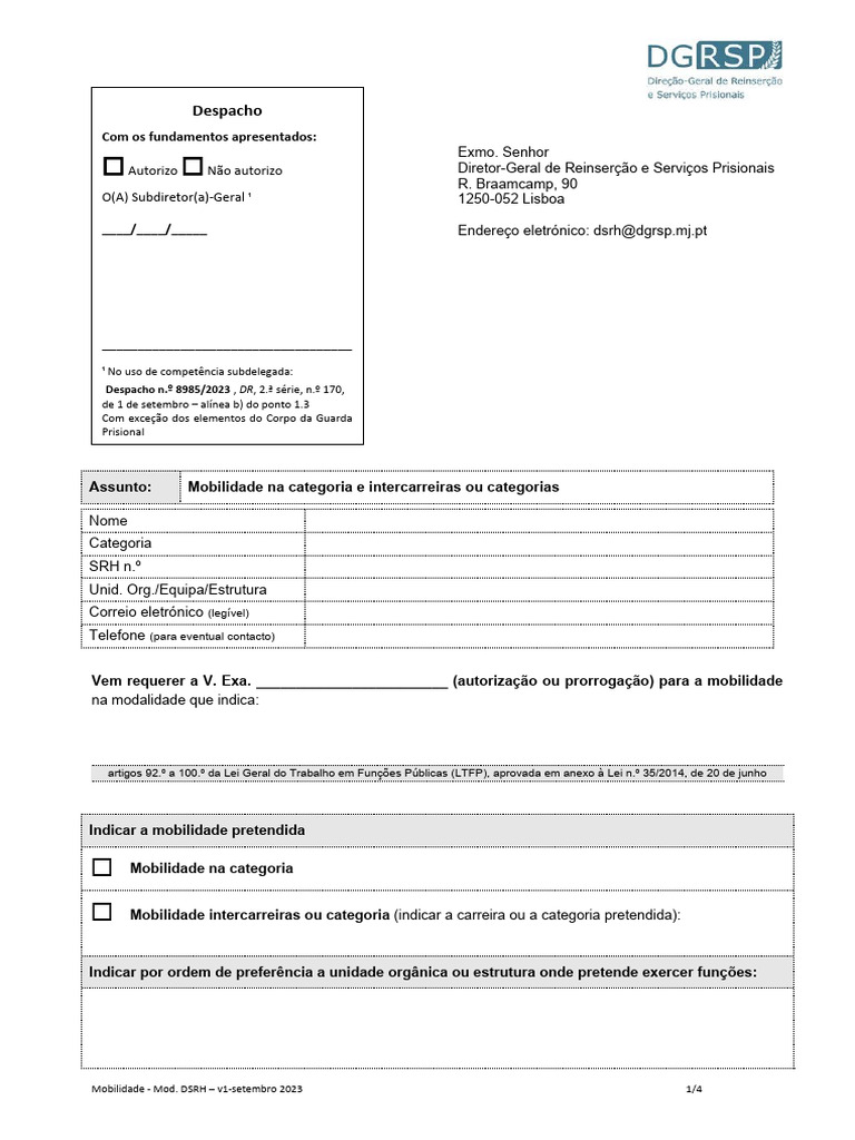 Formulario Mobilidade - Setembro 2023 | PDF
