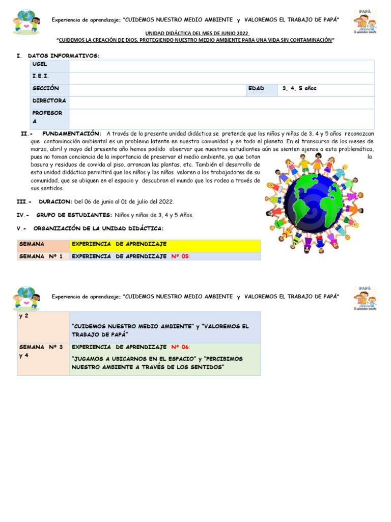 Cuidemos el Medio Ambiente en Niños | PDF | Aprendizaje | Experiencia