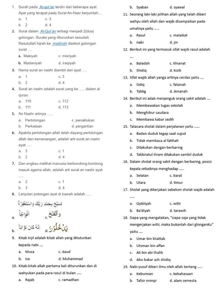 Soal Pat Pai Kelas 3 | PDF