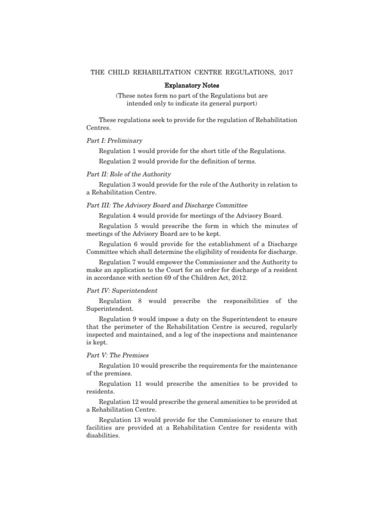 Child Rehabilitation Centre Regulations 2017 Downloads | PDF | Physical Therapy | Physician