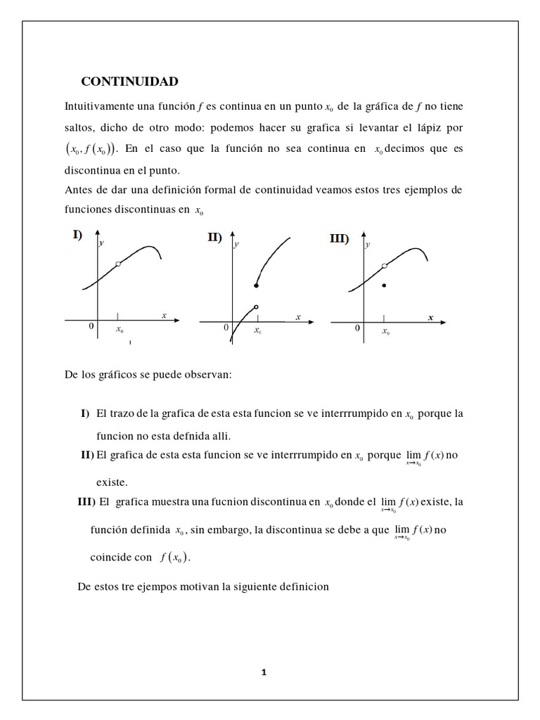Continuidad de Funciones: Definición y Ejercicios | PDF | Función ...