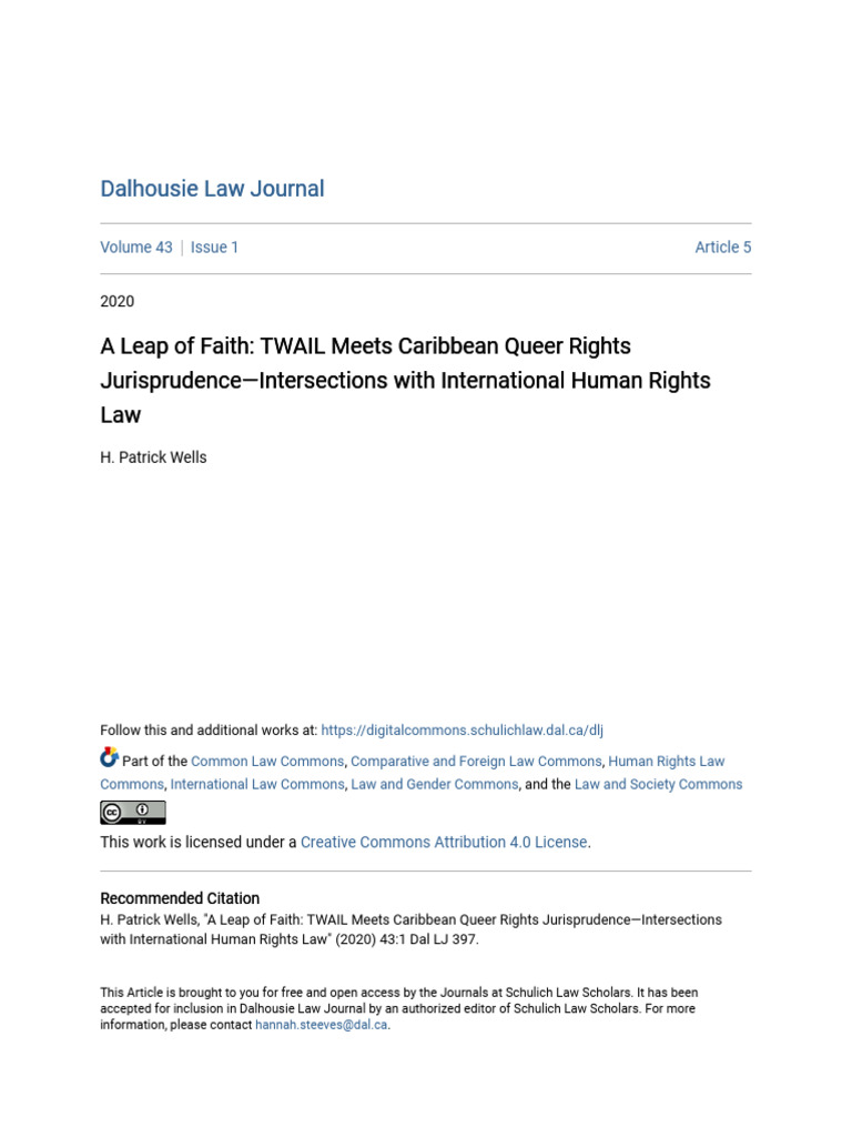 A Leap of Faith - TWAIL Meets Caribbean Queer Rights Jurisprudence ...