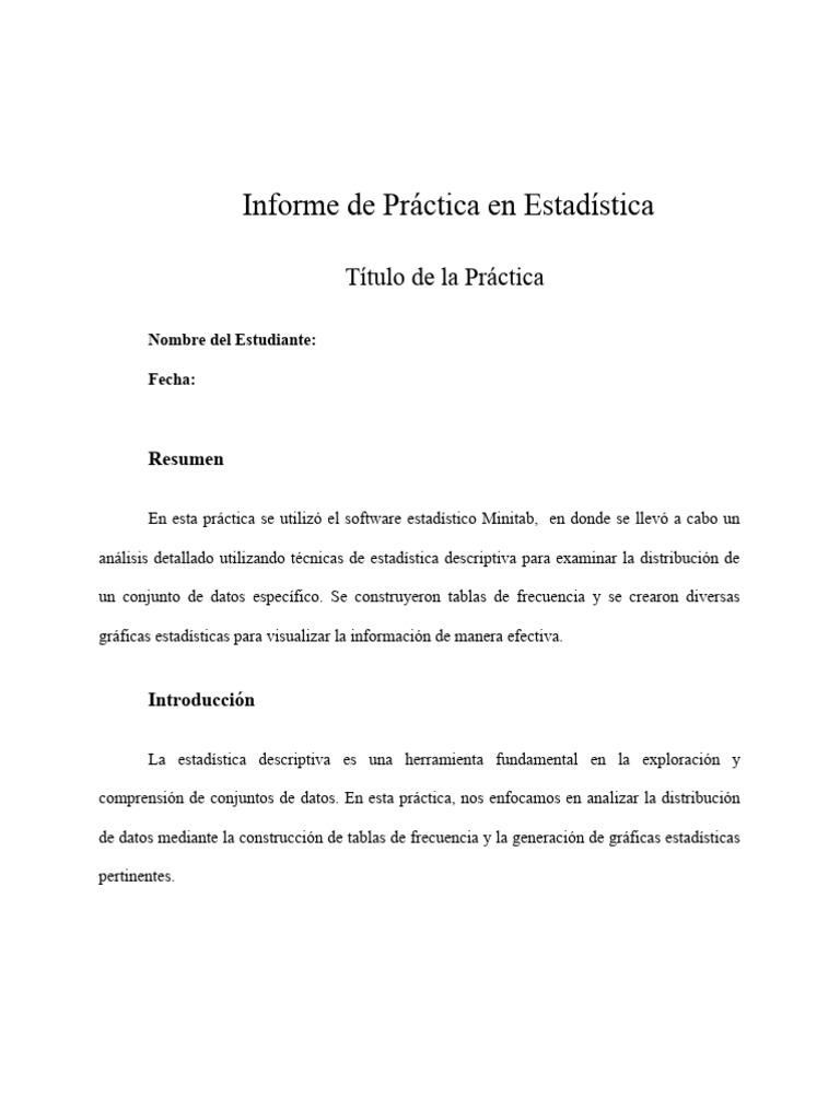 Formato Informe de Estadística | PDF | Estadísticas | Estadísticas ...