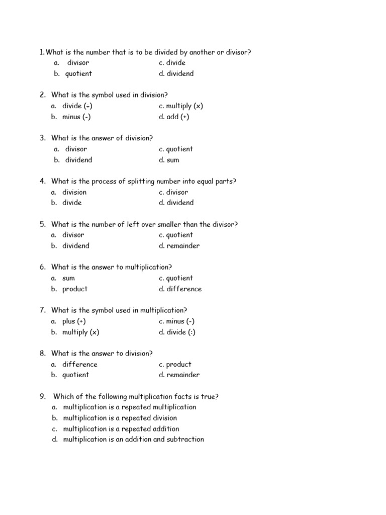 P3 Math | PDF | Division (Mathematics) | Length