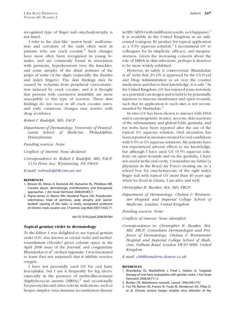 Topical Gentian Violet in Dermatology - Ymjd | PDF | Psoriasis | Therapy