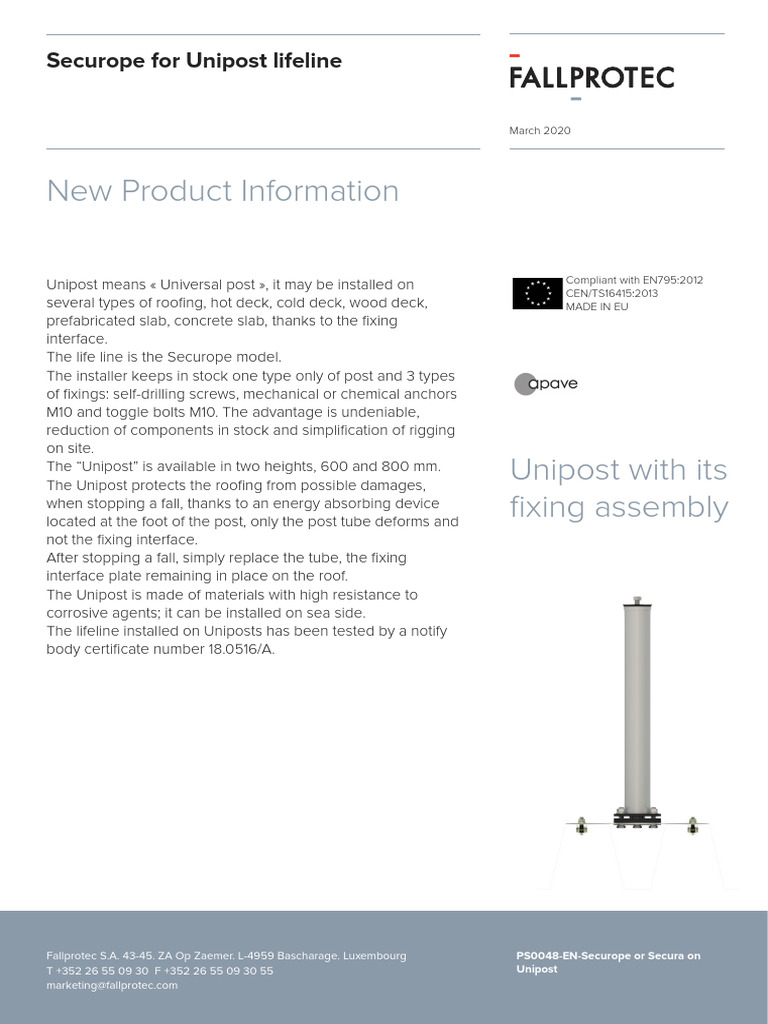 Securope Sobre Unipost Fallprotec | PDF | Materials | Building Materials