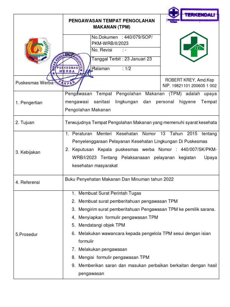 2.6.2.b SOP Pengawasan TPM | PDF