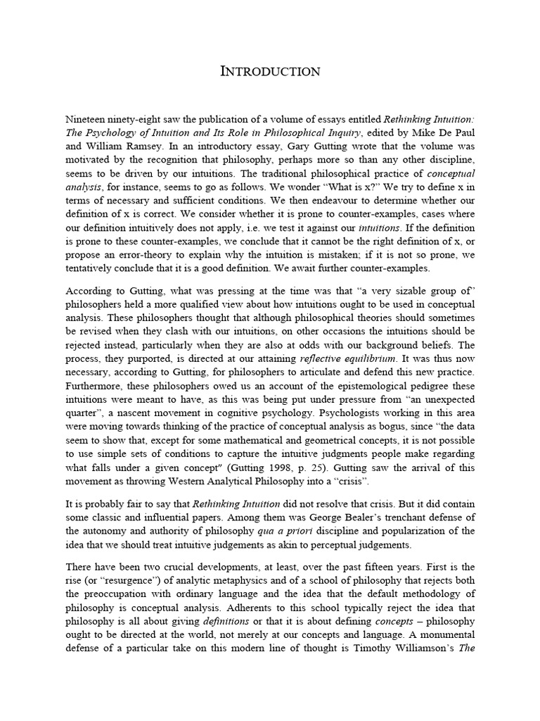 Introduction To Intuitions | PDF | Epistemology | Intuition