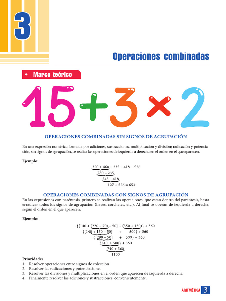 Operaciones Combinadas | Descargar gratis PDF | Soporte | Entero