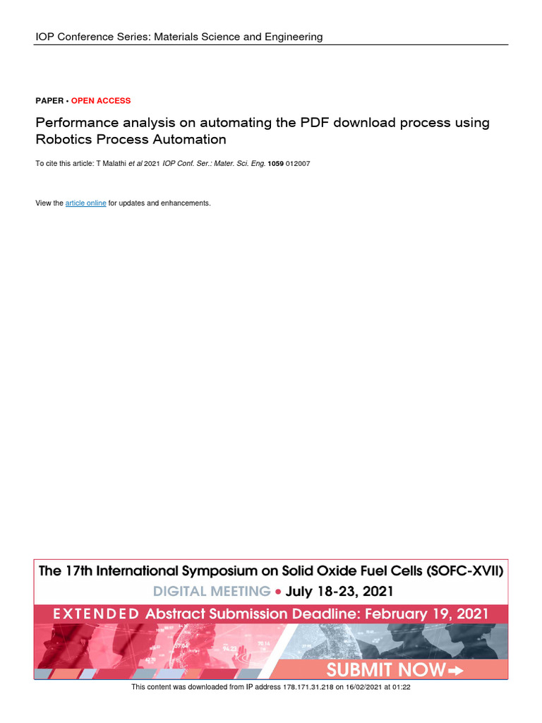 Performance Analysis On Automating The PDF Downloa | PDF | Automation | Information Technology