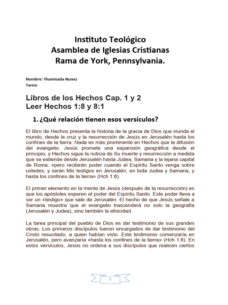 Hechos 1-8 | PDF | Pentecostés | Jesús
