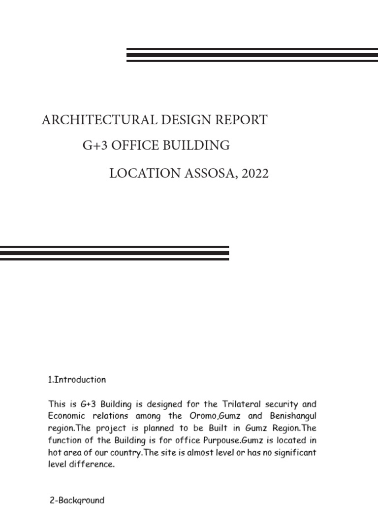 Architectural Design Report G+3 Office Building Location Assosa, 2022 | PDF