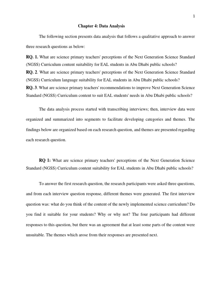 Chapter 4 Sample - Qualitative Analysis | PDF | Curriculum | Science Education