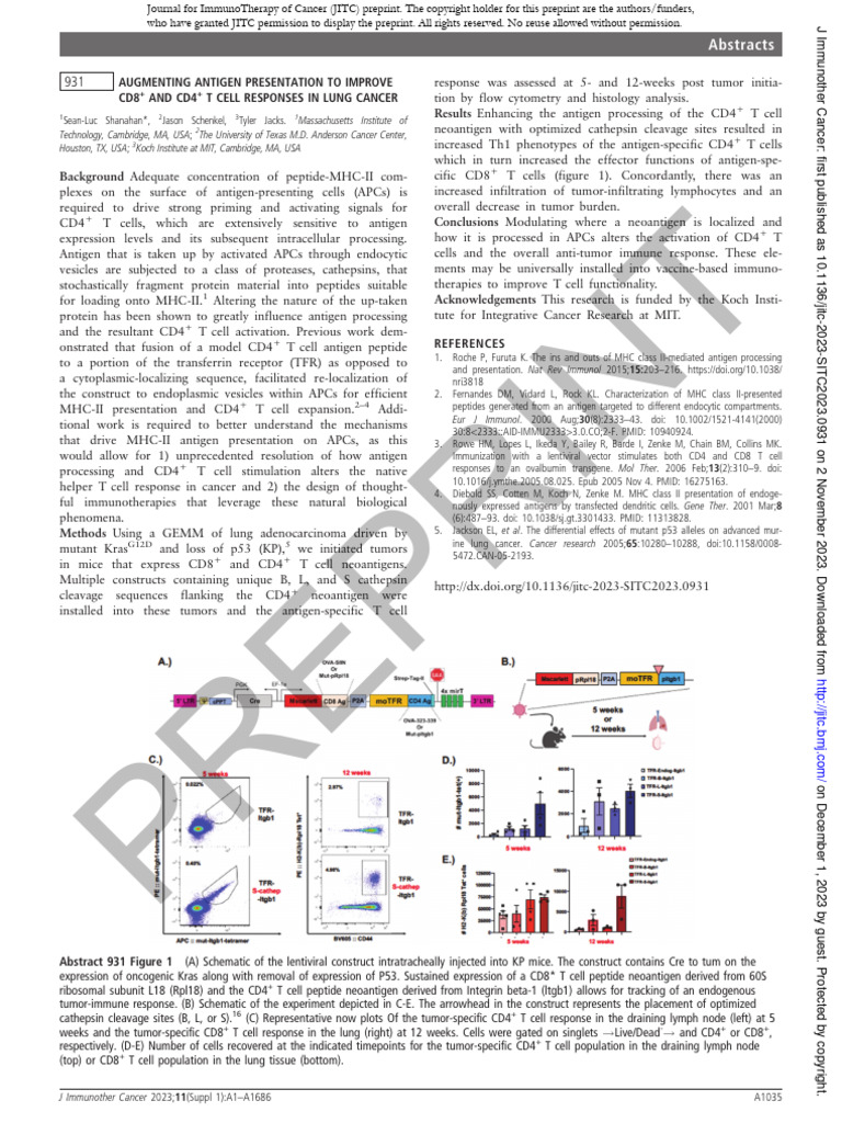931 Augmenting Antigen Presentation To Improve CD8 | PDF | T Cell | Antigen