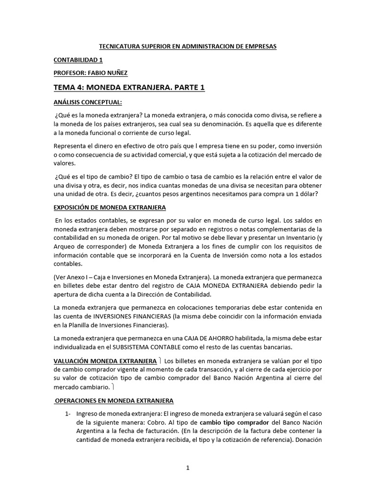 Moneda Extranjera Parte 1 | PDF | Contabilidad | Moneda