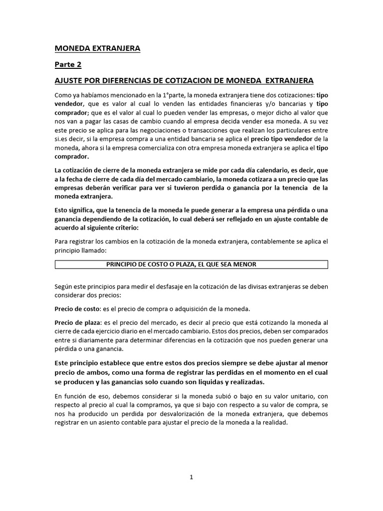 Moneda Extranjera Parte 2 | PDF | Contabilidad | Precios